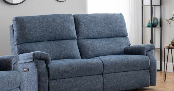 Blue reclining sofa store